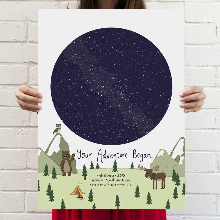 Custom Star Map Print - Woodland Mountains - by Jana Rushforth