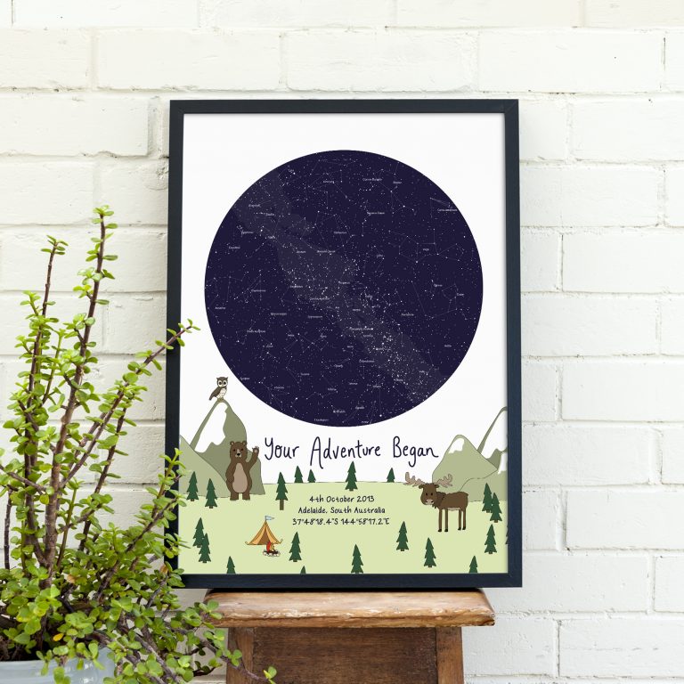 Custom Star Map Print - Woodland Mountains - by Jana Rushforth